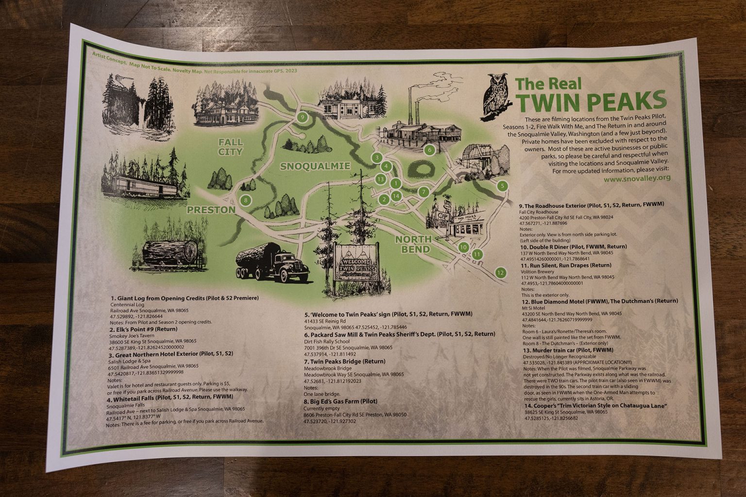 Real Twin Peaks Locations Map and Trading Cards by Todd Gamble